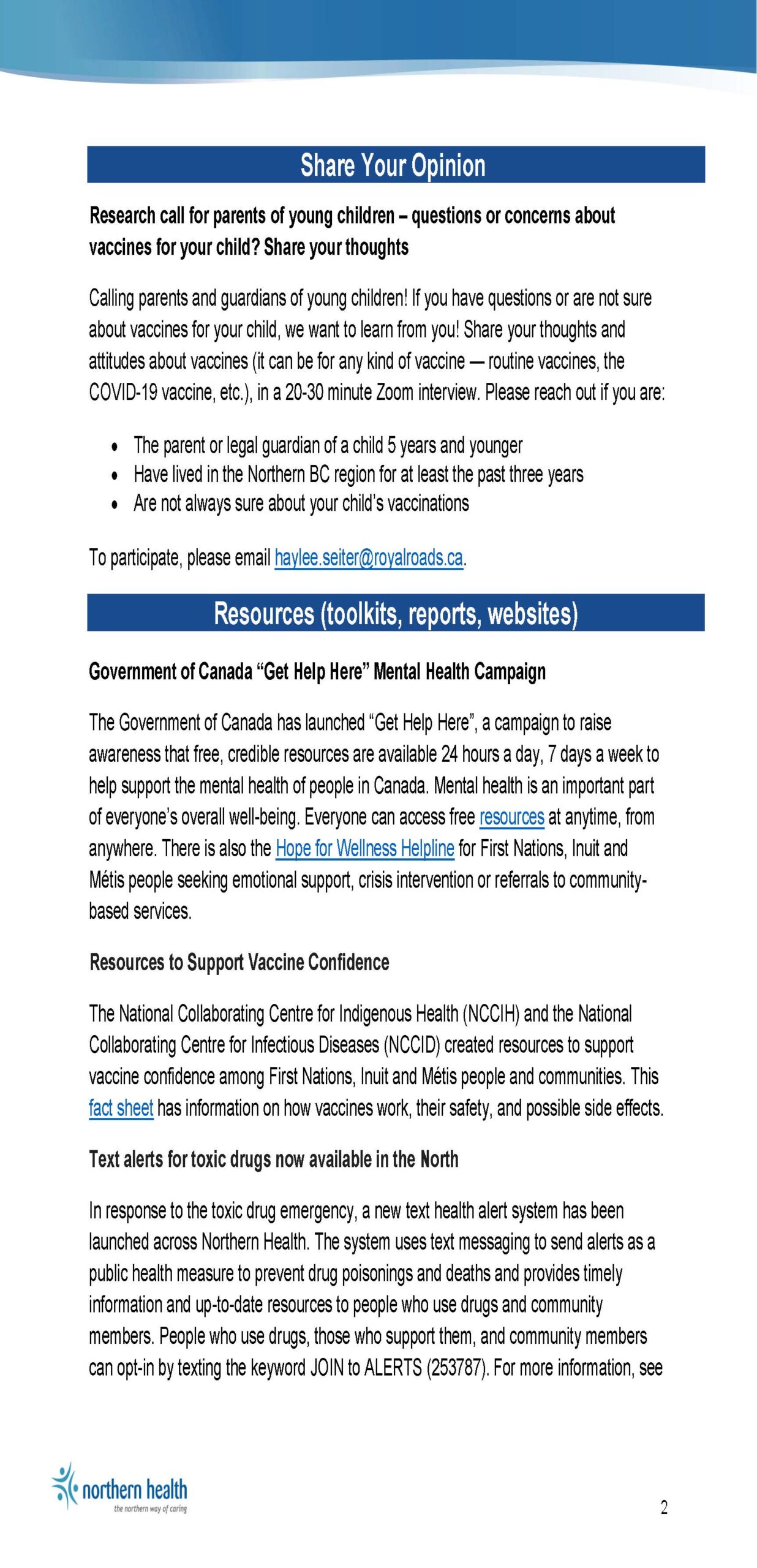 Northern Health Healthy Communities E-Brief - District of New Hazelton